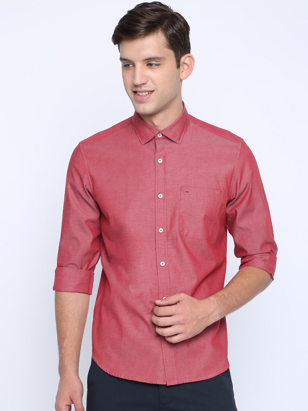 Buy Basics Men Red Slim Fit Solid Casual Shirt Shirts For Men
