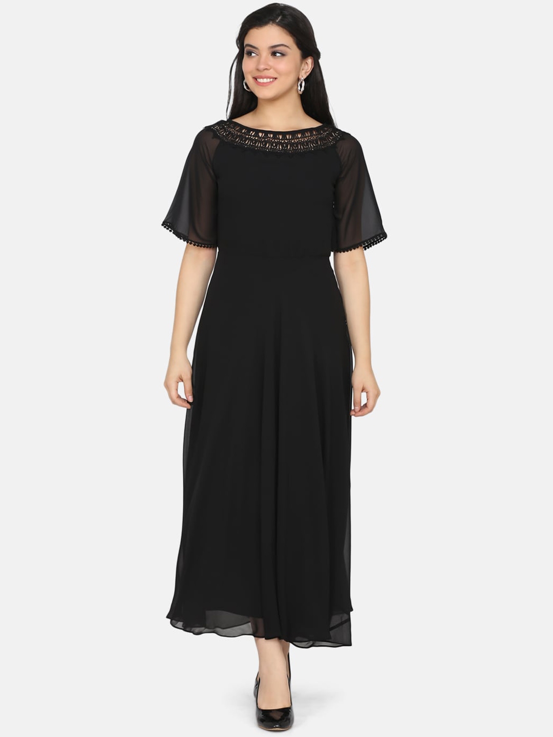 Buy Eavan Women Black Solid Maxi Dress Dresses For Women 13137346