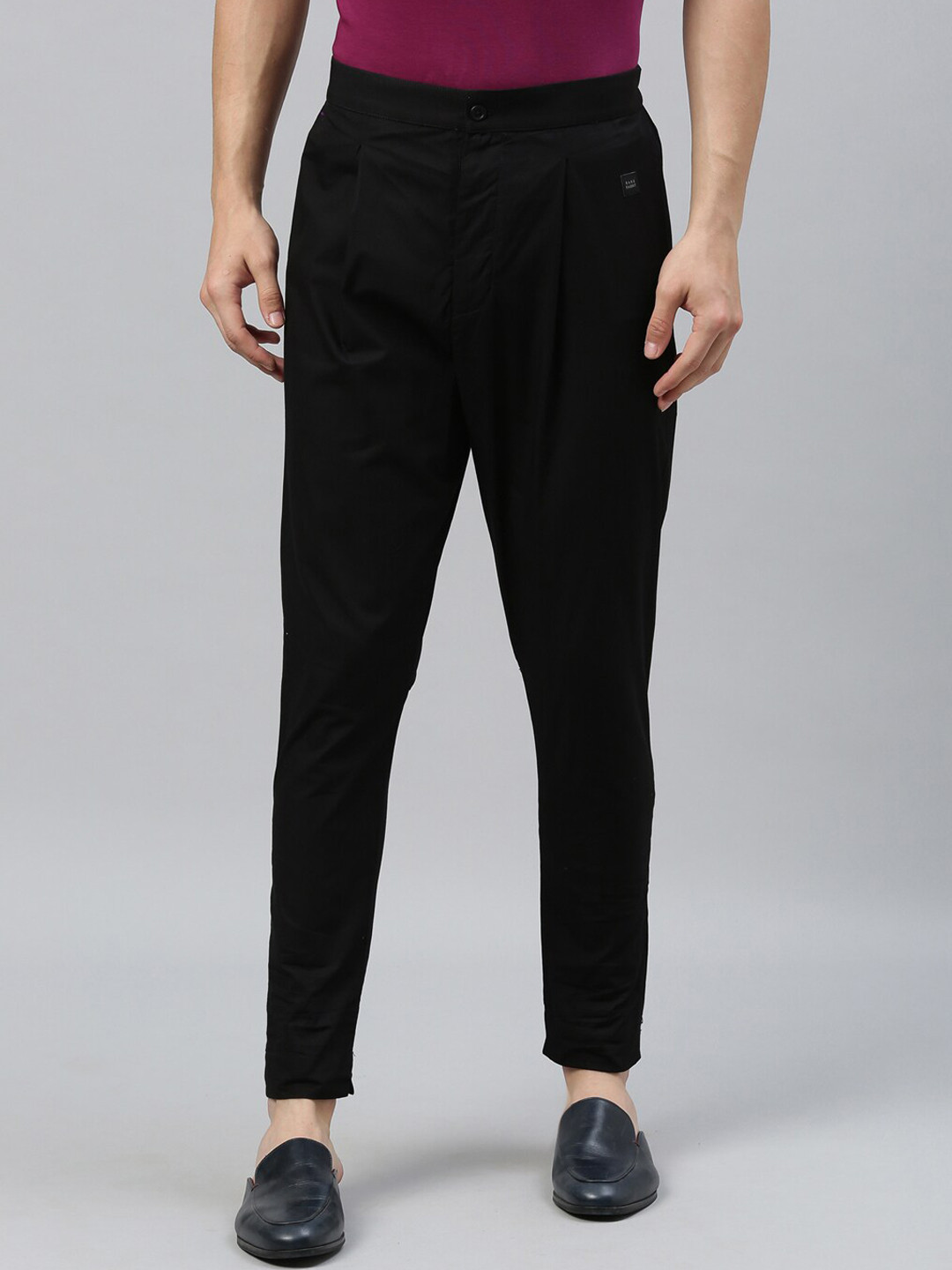 Buy RARE RABBIT Men Black Solid Trousers - Trousers for Men 13137566 ...