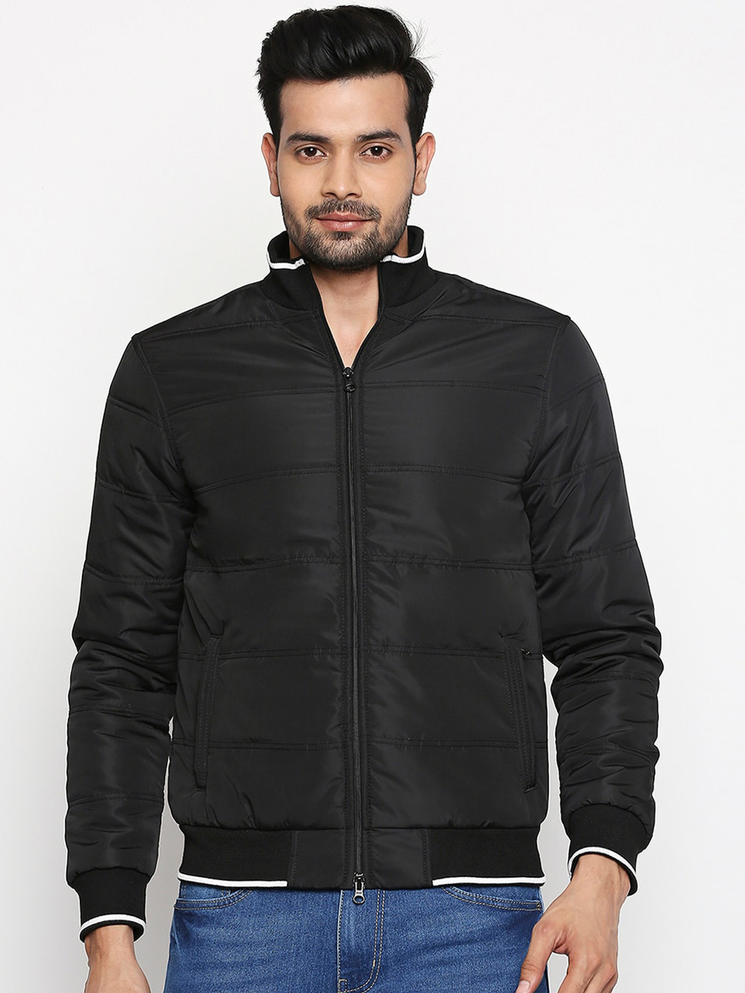 Buy People Men Black Solid Bomber Jacket - Jackets for Men 13302612 | Myntra