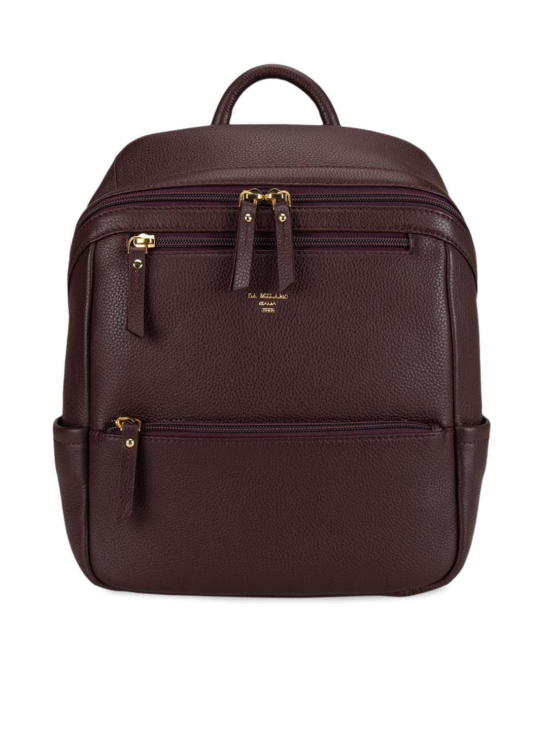 Buy Da Milano Unisex Maroon Textured Leather Backpack - Backpacks for ...