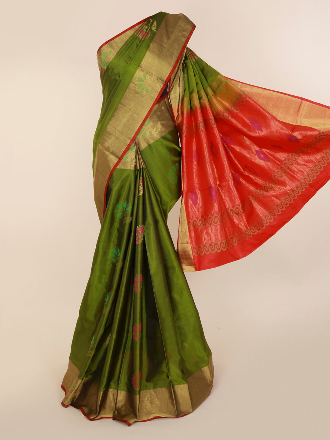 Buy Pothys Green Pure Silk Woven Design Kanjeevaram Saree - Sarees for ...