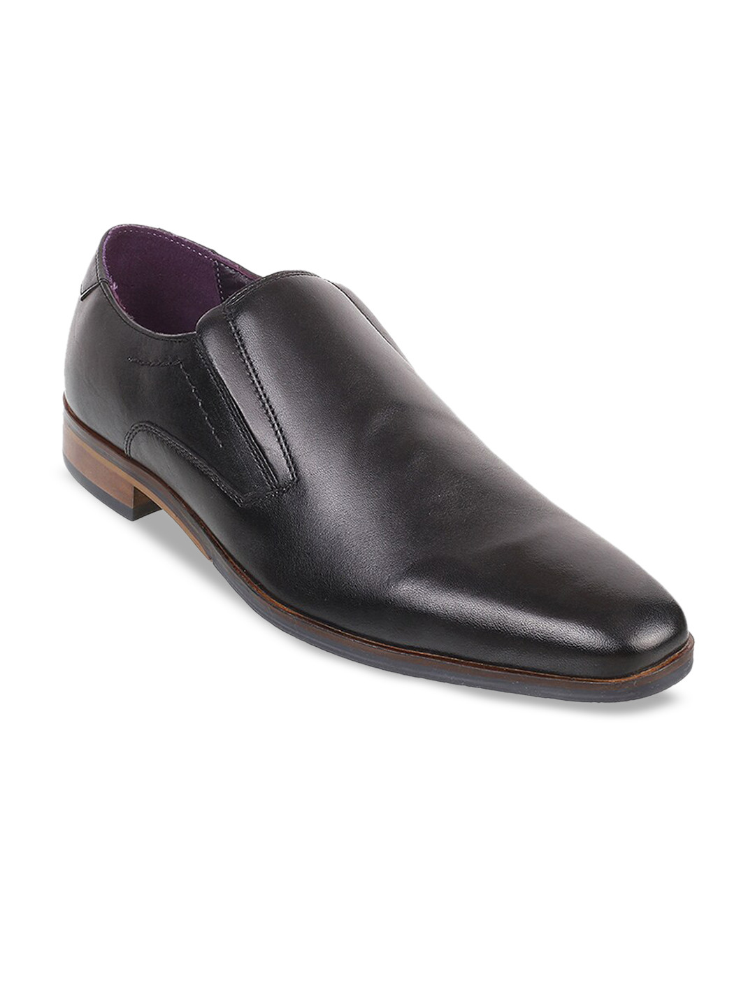 Buy J.FONTINI Men Black Solid Leather Formal Slip Ons - Formal Shoes ...