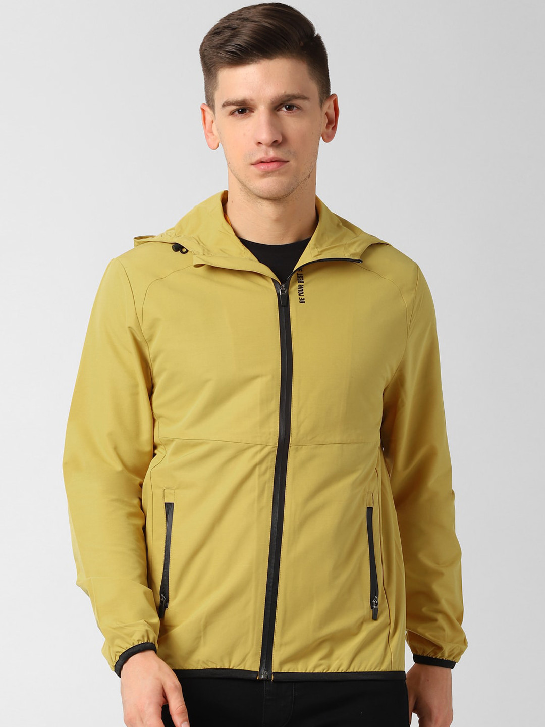 Buy Peter England Casuals Men Mustard Yellow Solid Padded Jacket ...