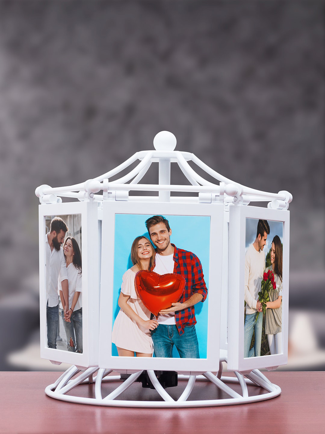 Buy Golden Peacock White Rotating Musical Carousel Photo Frame - Photo ...