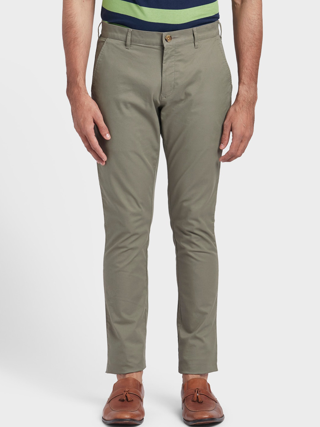 Buy ColorPlus Men Grey Regular Fit Solid Regular Trousers - Trousers ...