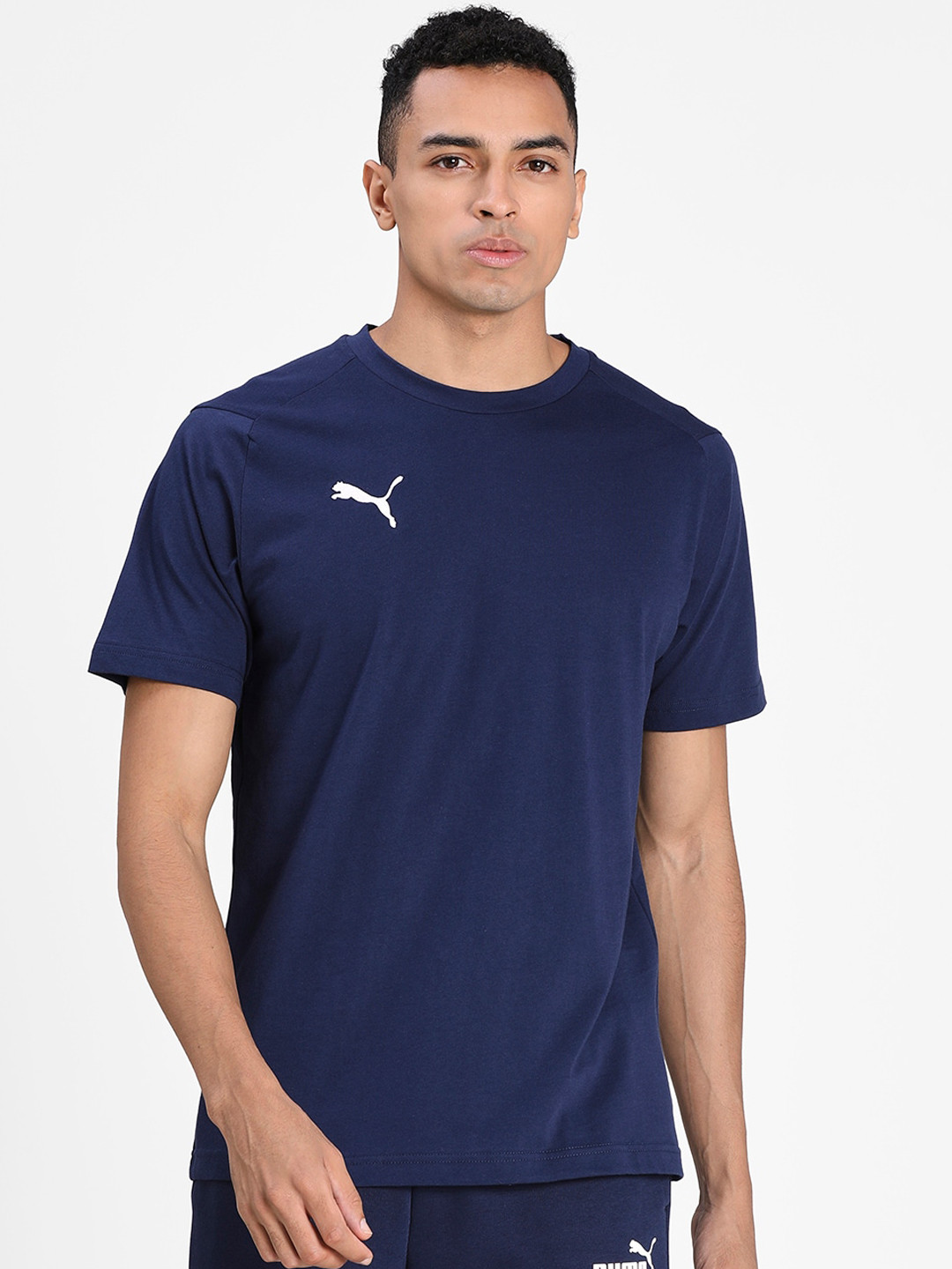 Buy Puma Men Navy Blue Solid Round Neck LIGA Football T Shirt - Tshirts ...
