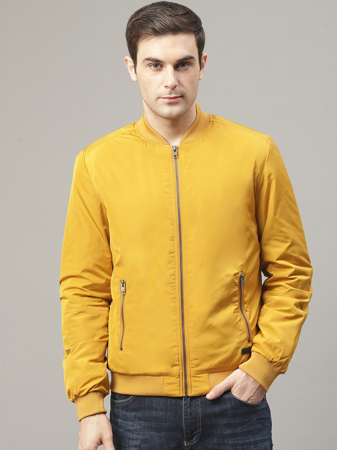 Buy LINDBERGH Men Yellow Solid Bomber - Jackets for Men 13183692 | Myntra
