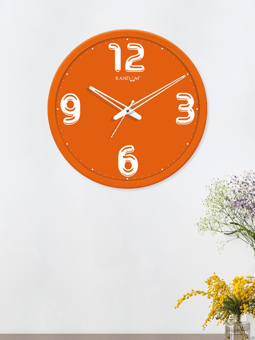 Buy RANDOM Orange & White Solid Analogous Wall Clock - Clocks for ...
