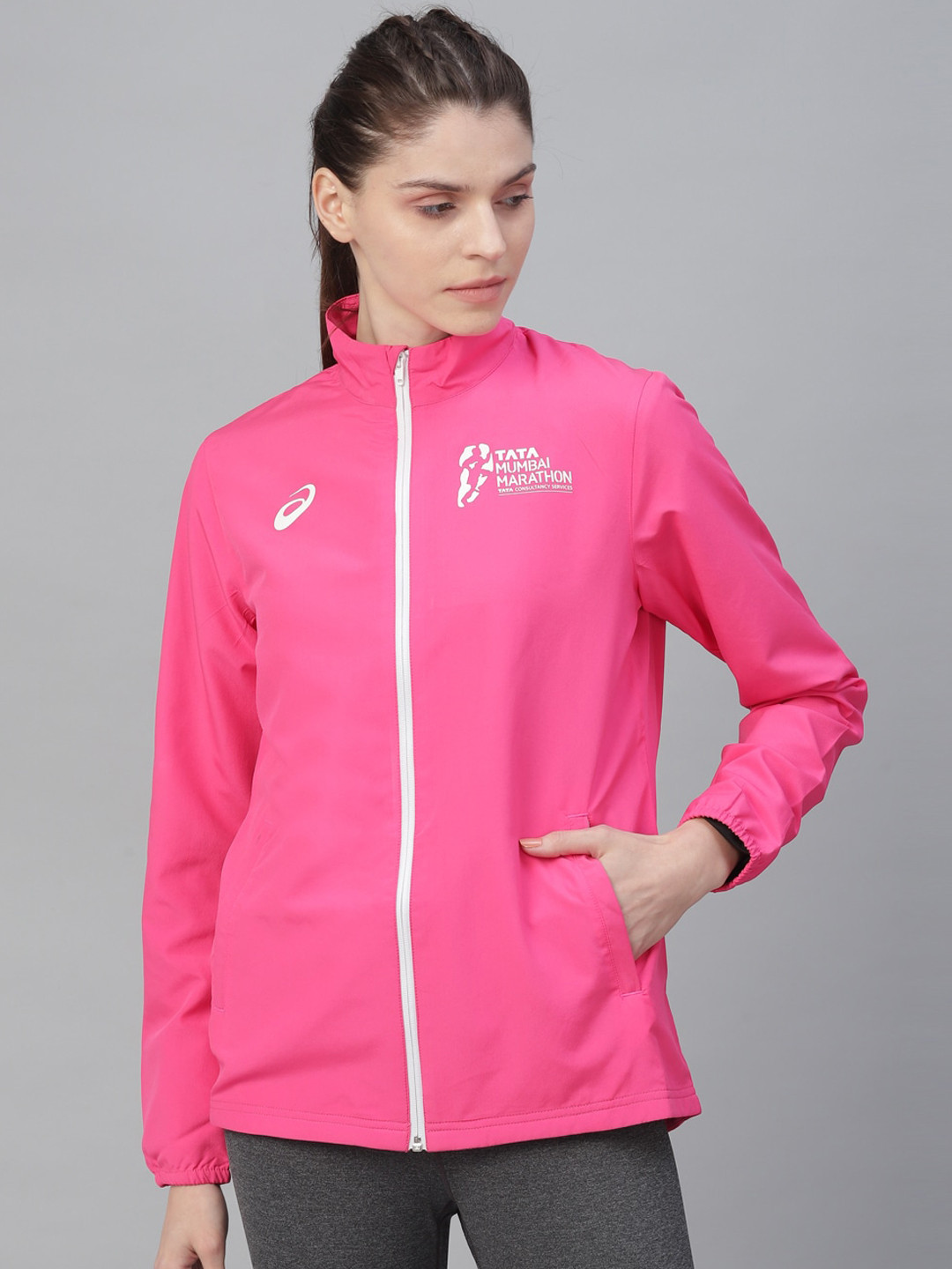 Buy ASICS Women Pink Solid Sporty Jacket - Jackets for Women 13177286 ...