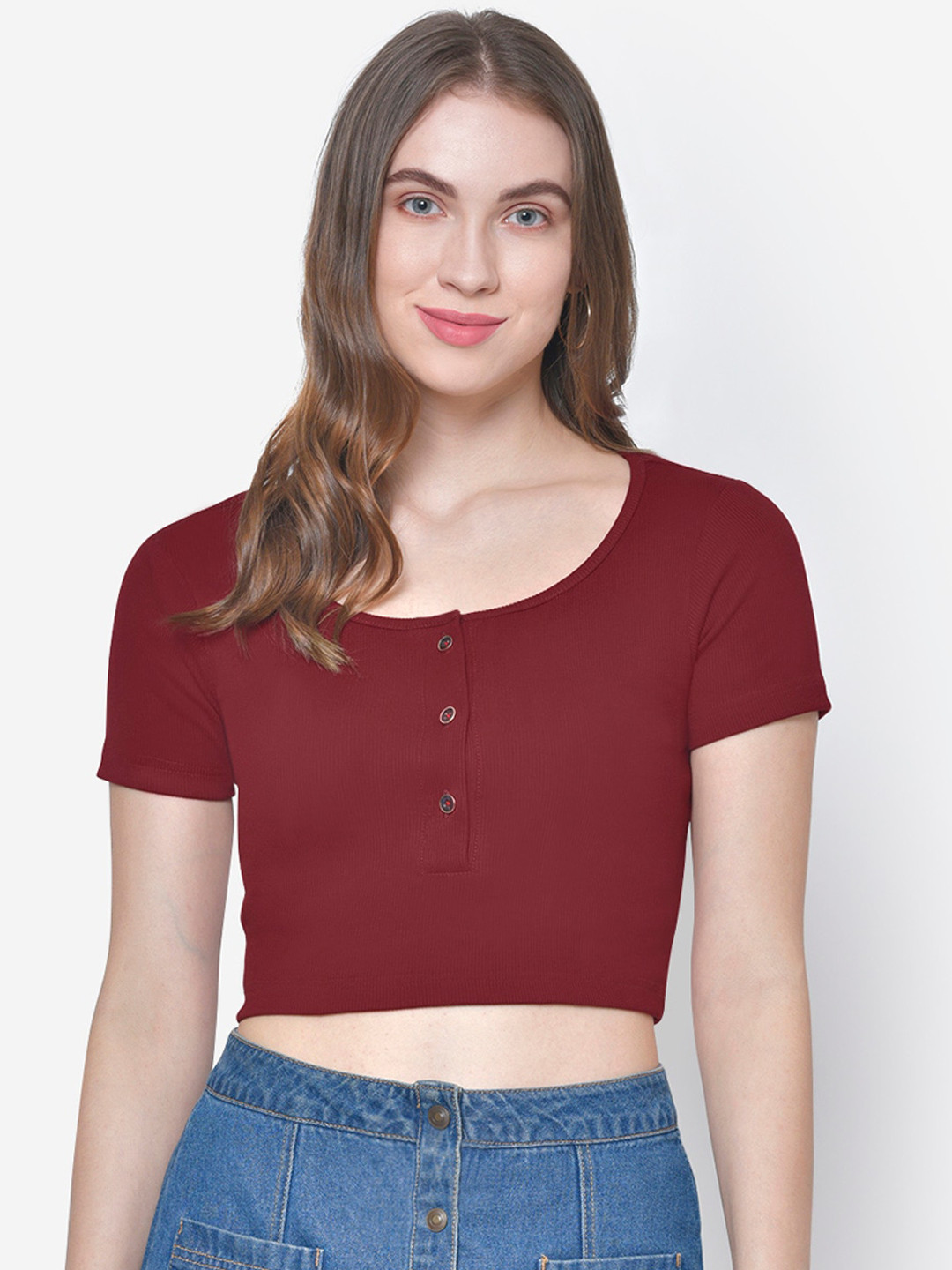Buy Martini Women Maroon Solid Fitted Top - Tops for Women 13194692 ...