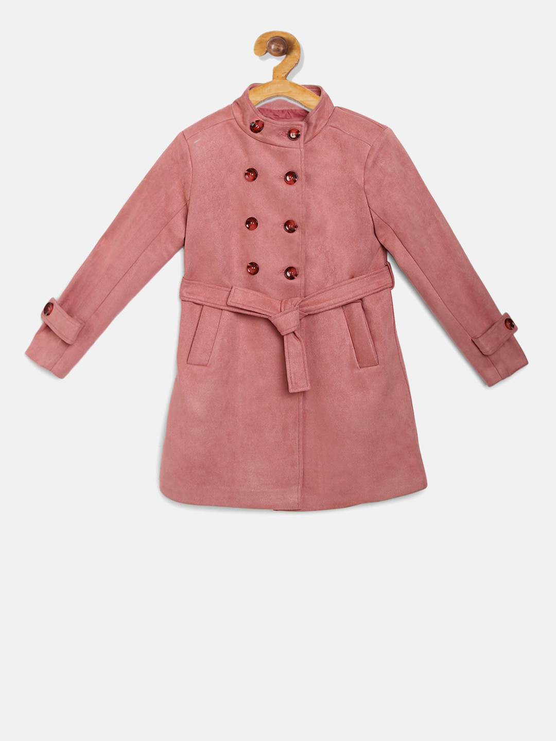 Buy ELLE Girls Pink Solid Overcoat - Coats for Girls 13203430 | Myntra