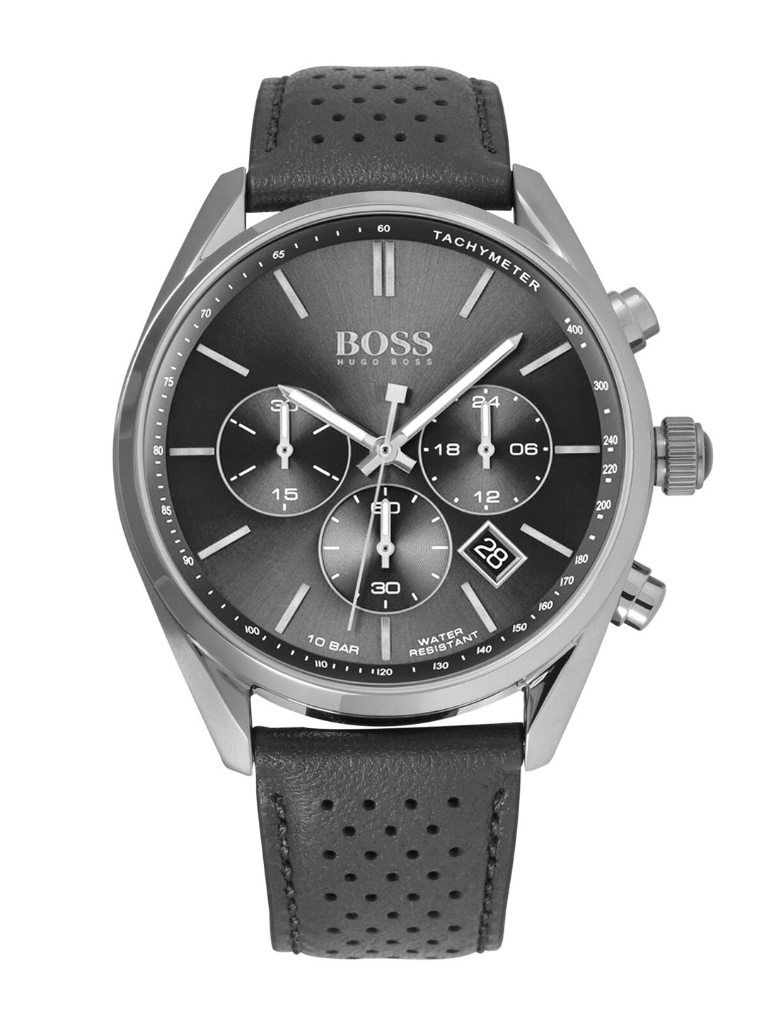 Buy Hugo Boss Men Black Chronograph Leather Watch 1513816 - Watches for ...