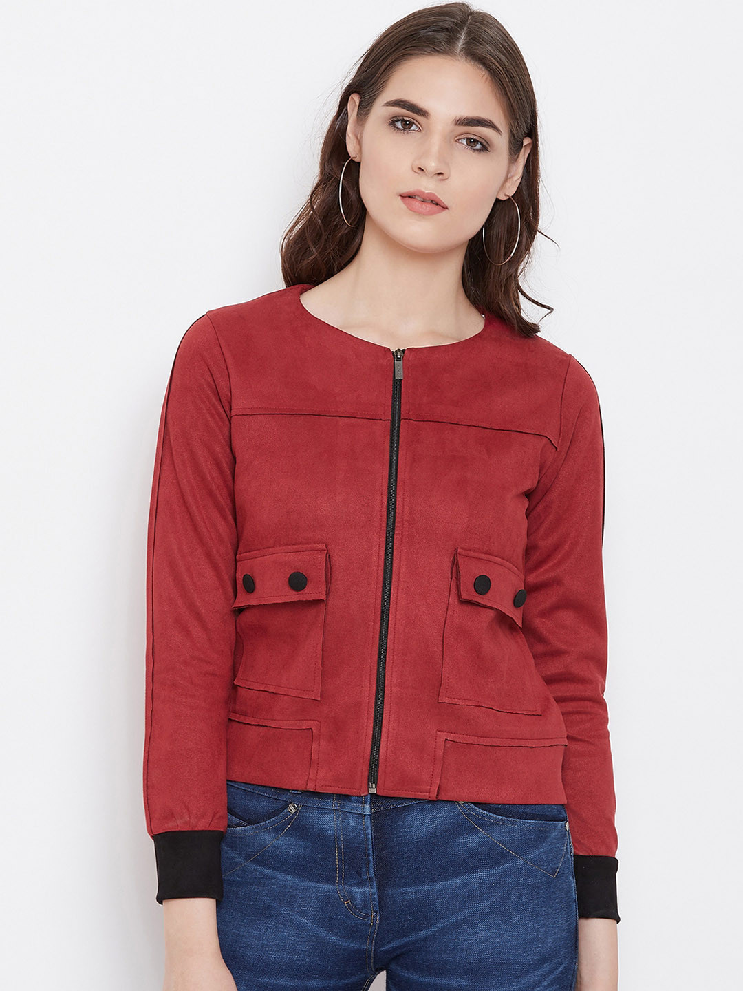 Buy Armure Women Maroon Solid Lightweight Tailored Jacket - Jackets for ...
