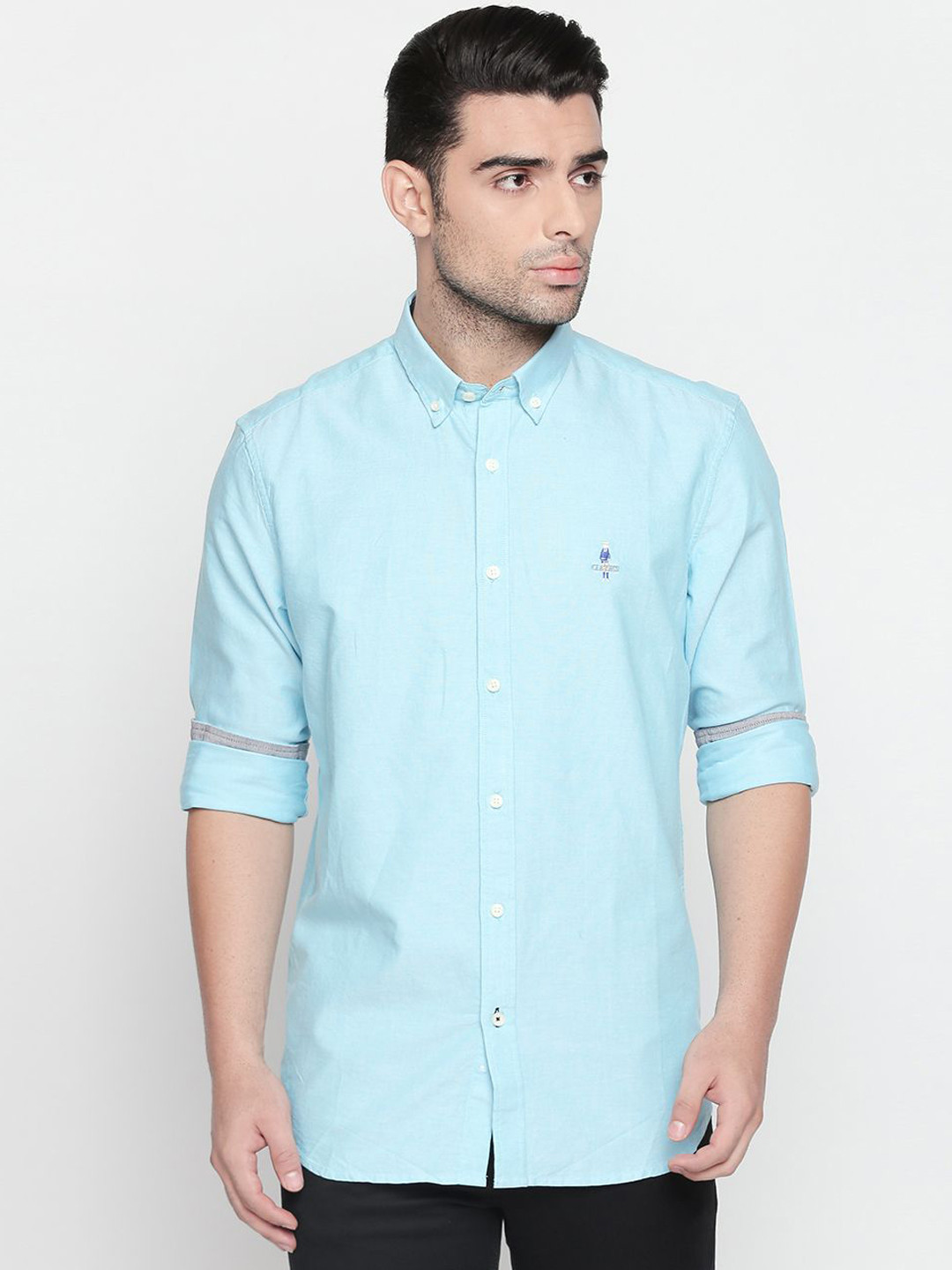 Buy GIORDANO Men Blue Smart Regular Fit Solid Casual Shirt - Shirts for ...