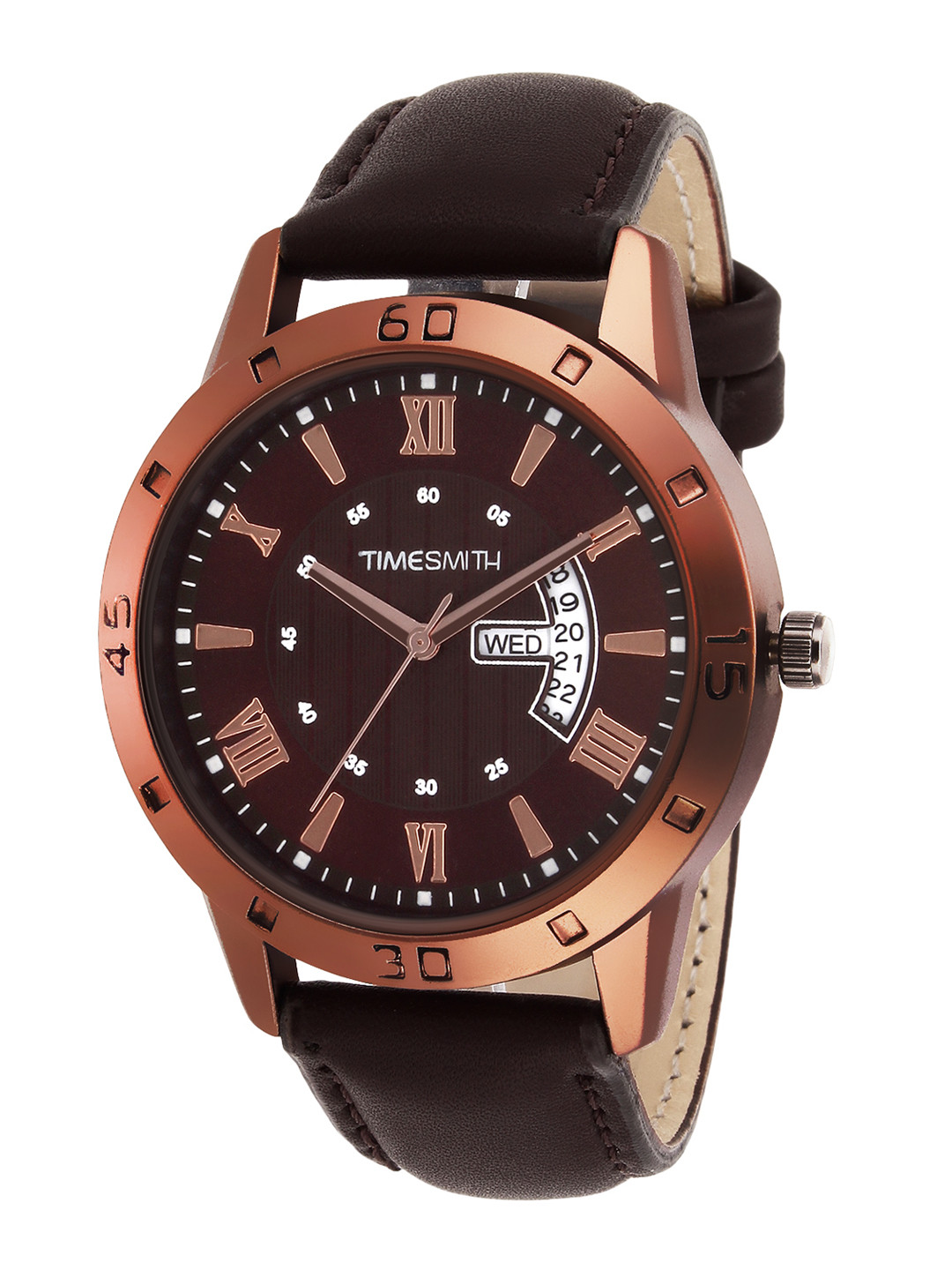 Buy TIMESMITH Men Brown Leather Analogue Watch TSC 013 - Watches for ...