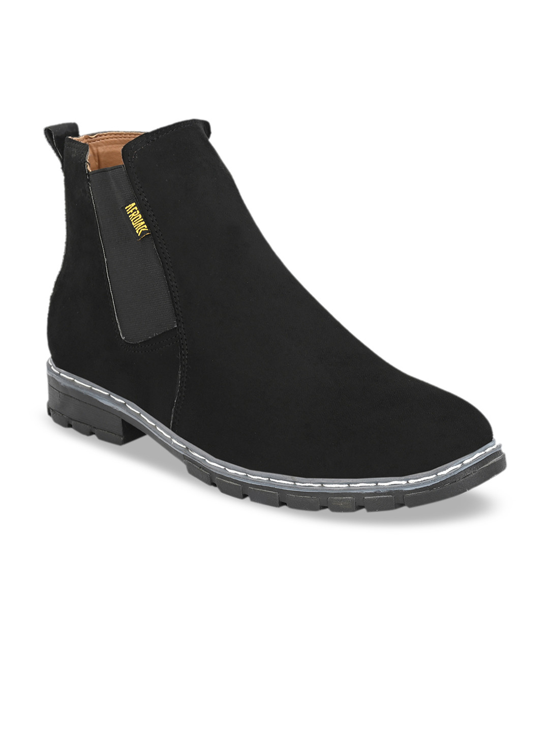 Buy AfroJack Men Black Solid Synthetic Suede High Top Flat Boots ...