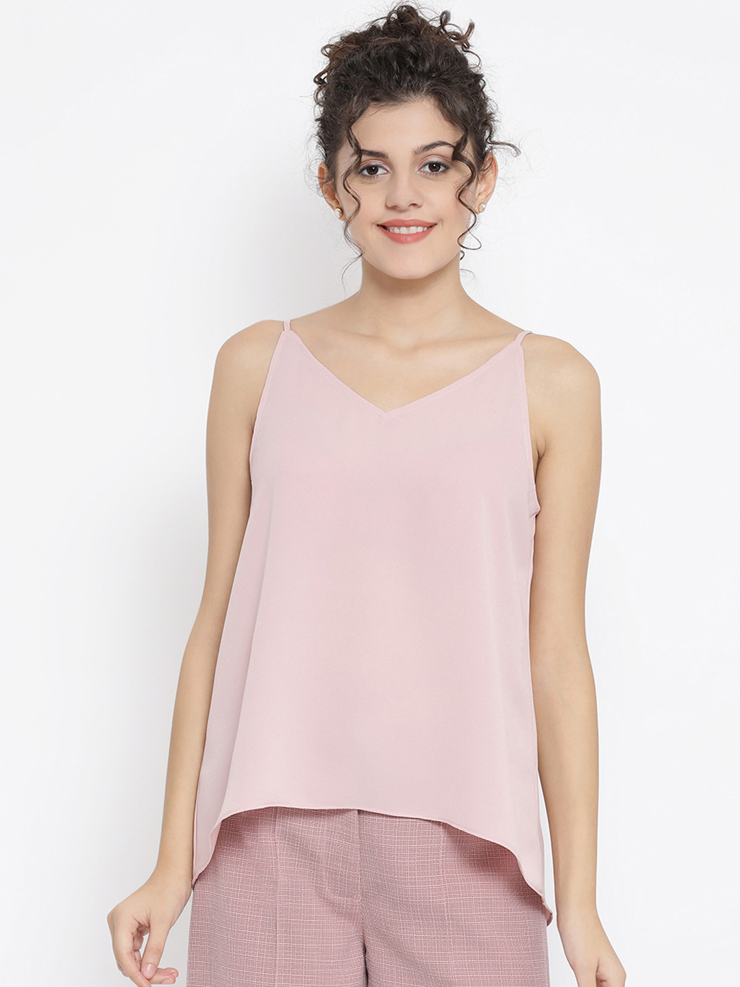 Buy OFFICE & YOU Women Pink Solid High Low Top - Tops for Women ...