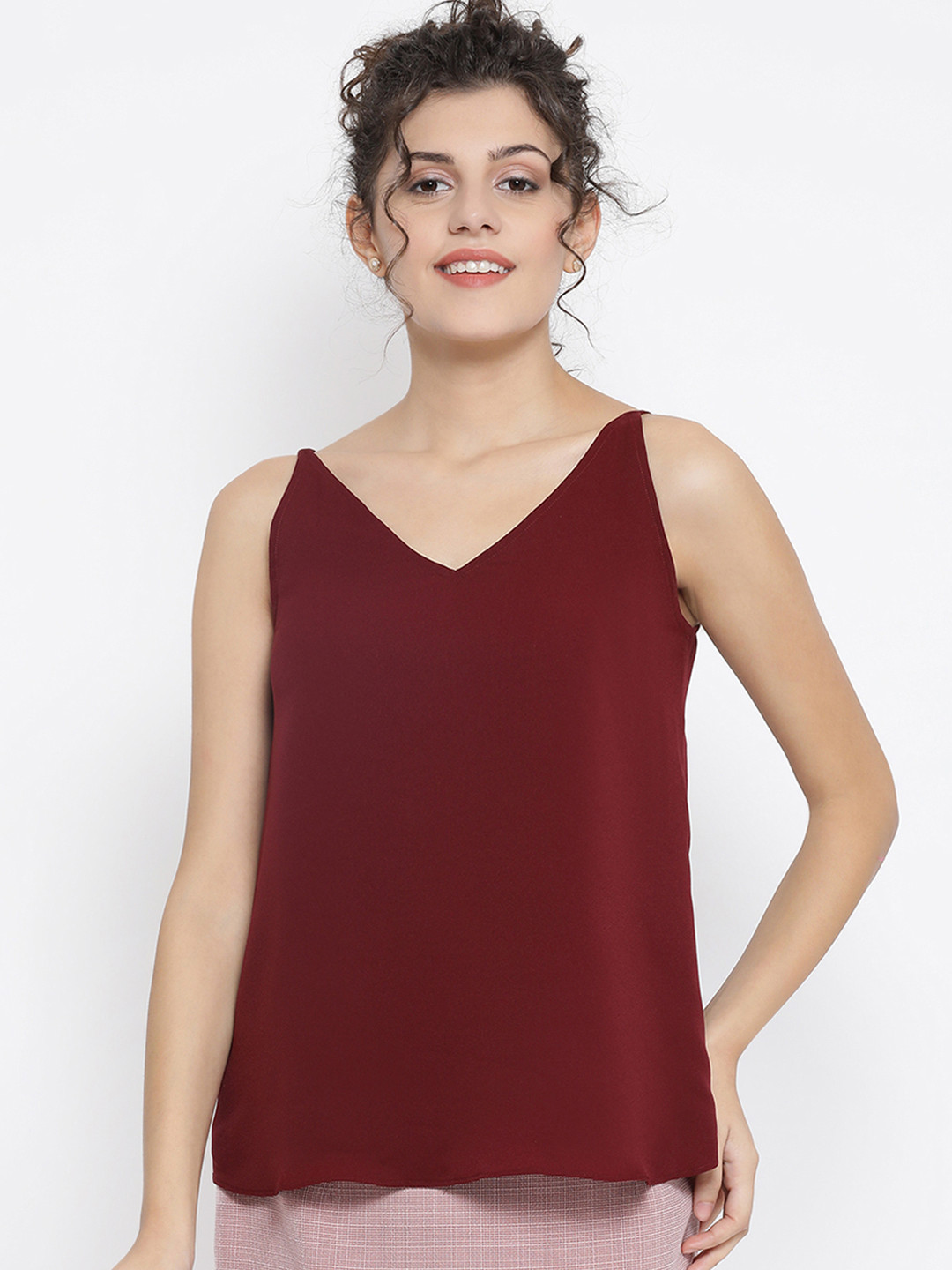 Buy OFFICE & YOU Women Maroon Solid A Line Top - Tops for Women ...