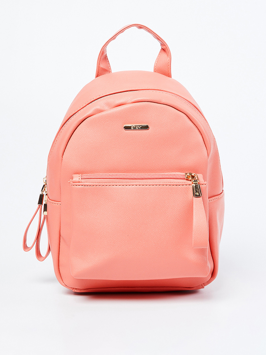 Buy Ginger By Lifestyle Women Peach Coloured Solid Backpack - Backpacks ...