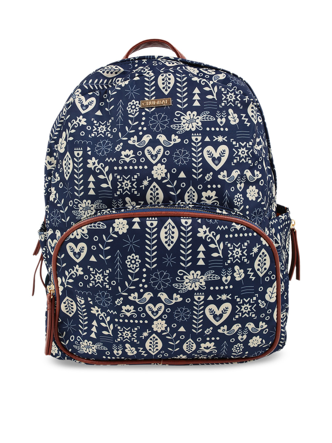 Buy Chumbak Women Navy Blue & White Printed Backpack - Backpacks for ...