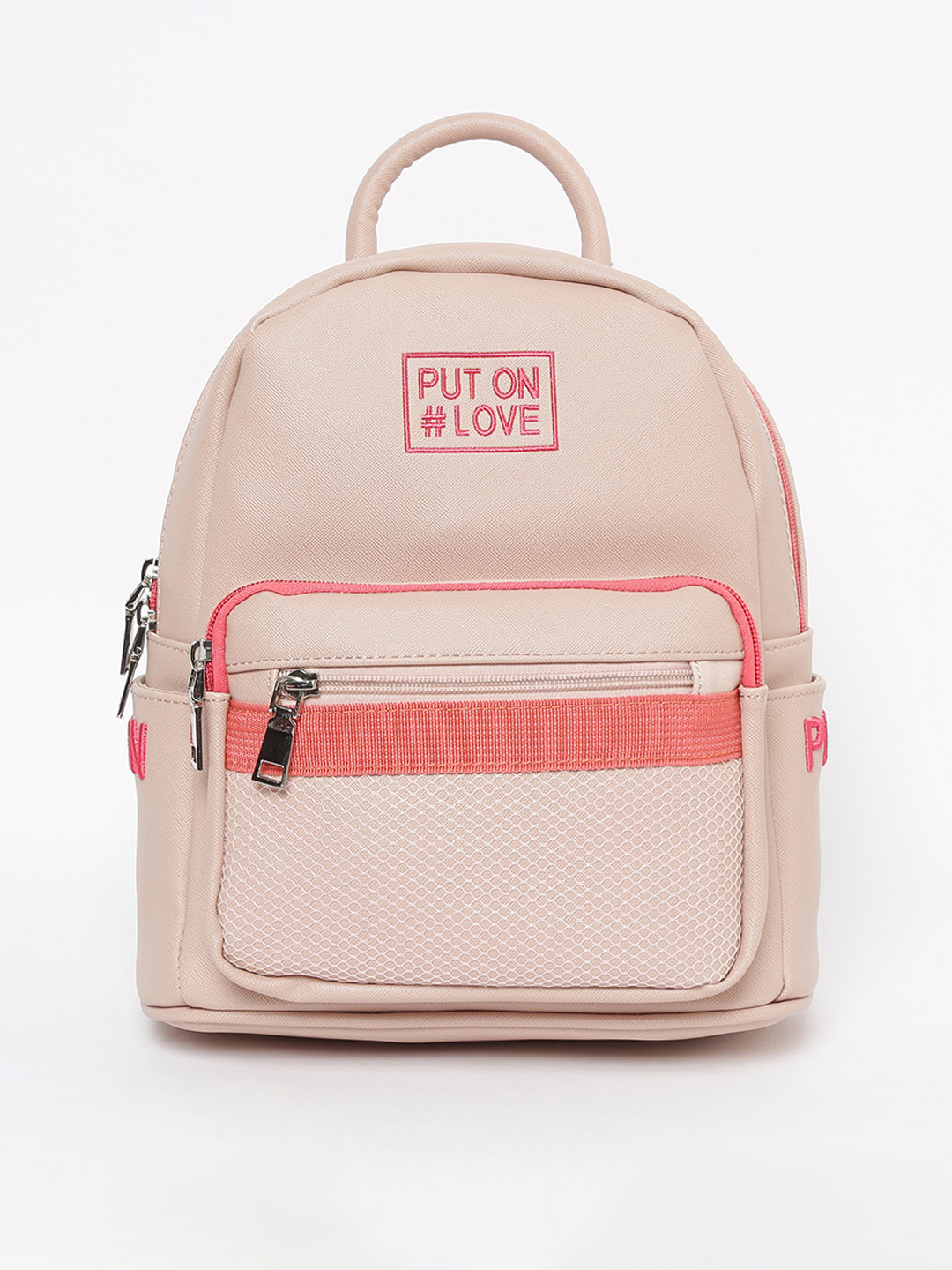 Buy Ginger By Lifestyle Women Beige & Pink Solid Backpack - Backpacks ...