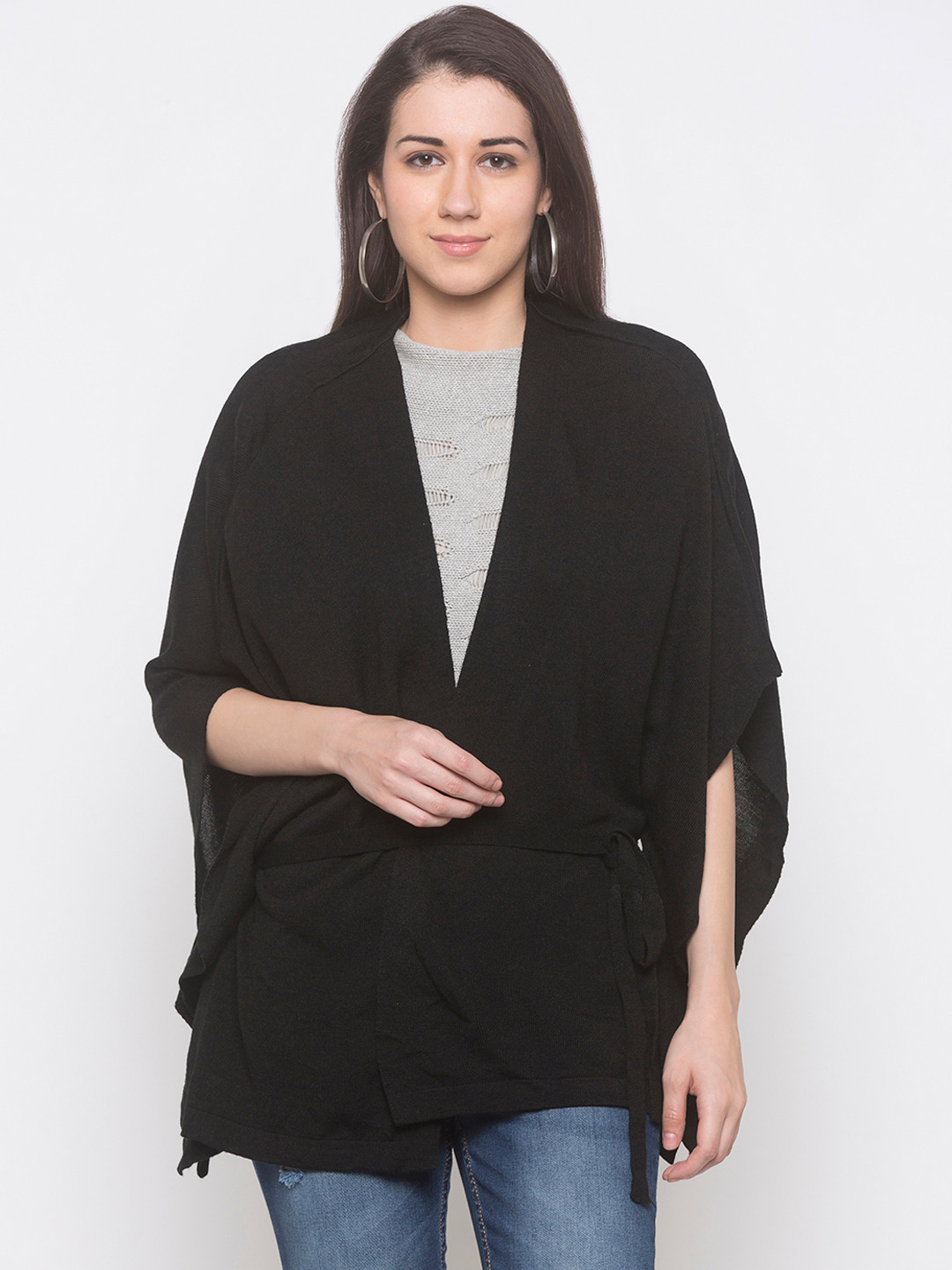 Buy Globus Women Black Solid Open Front Shrug - Shrug for Women ...