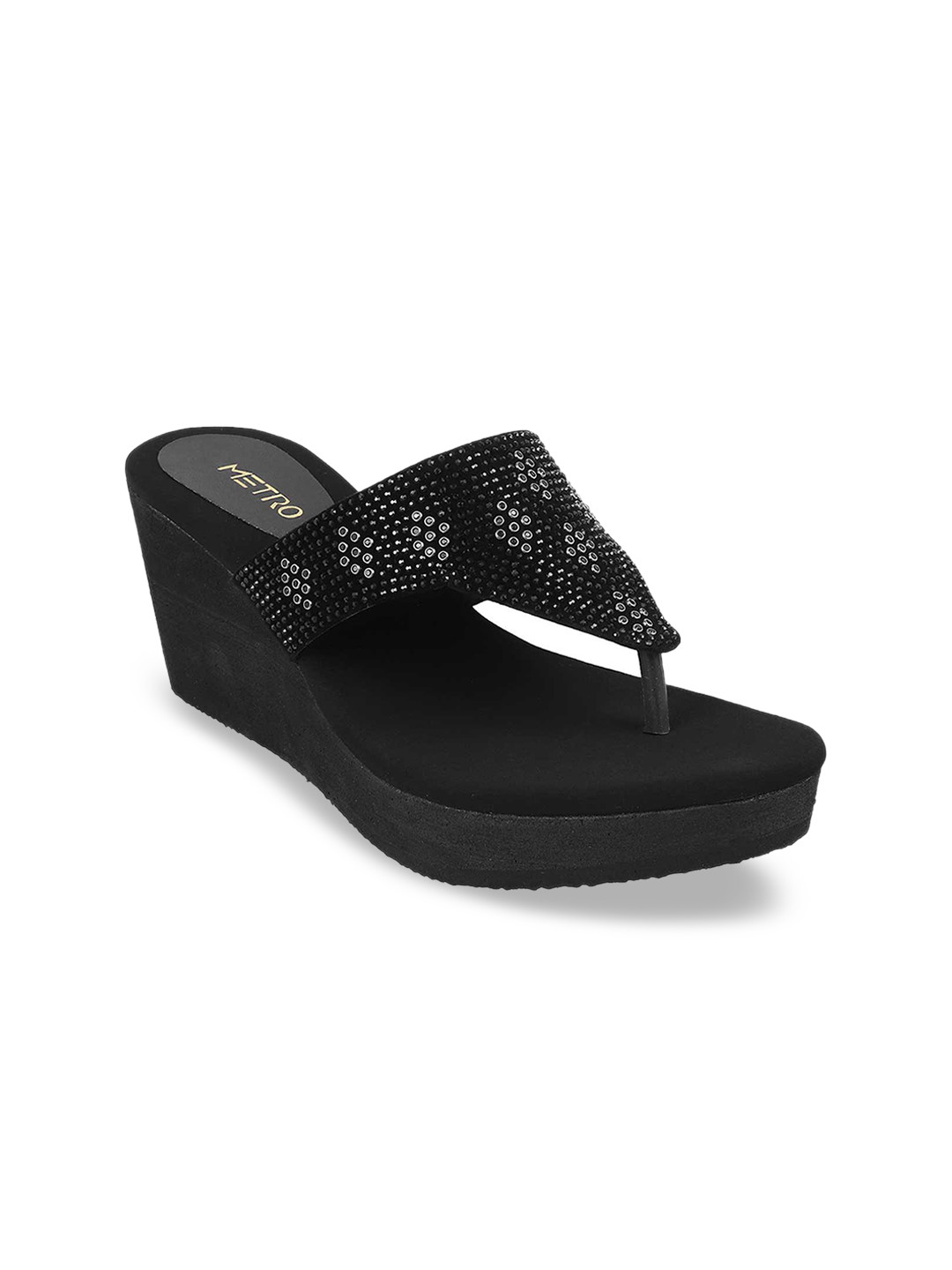 Buy Metro Women Black Embellished Heels - Heels for Women 11560926 | Myntra