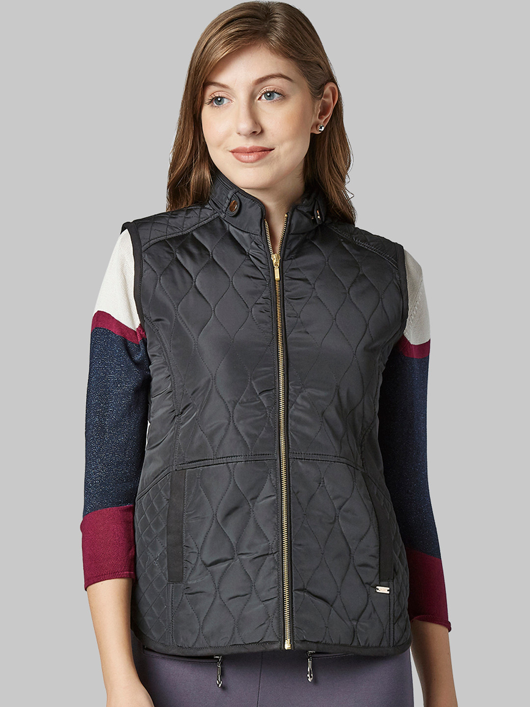 Buy Park Avenue Woman Black & White Solid Quilted Jacket - Jackets for ...