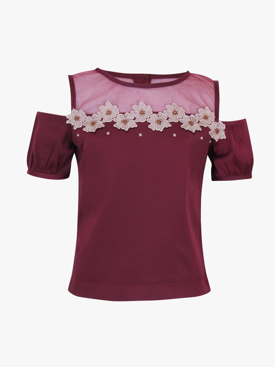 Buy CUTECUMBER Girls Maroon Solid Top - Tops for Girls 11566744 | Myntra
