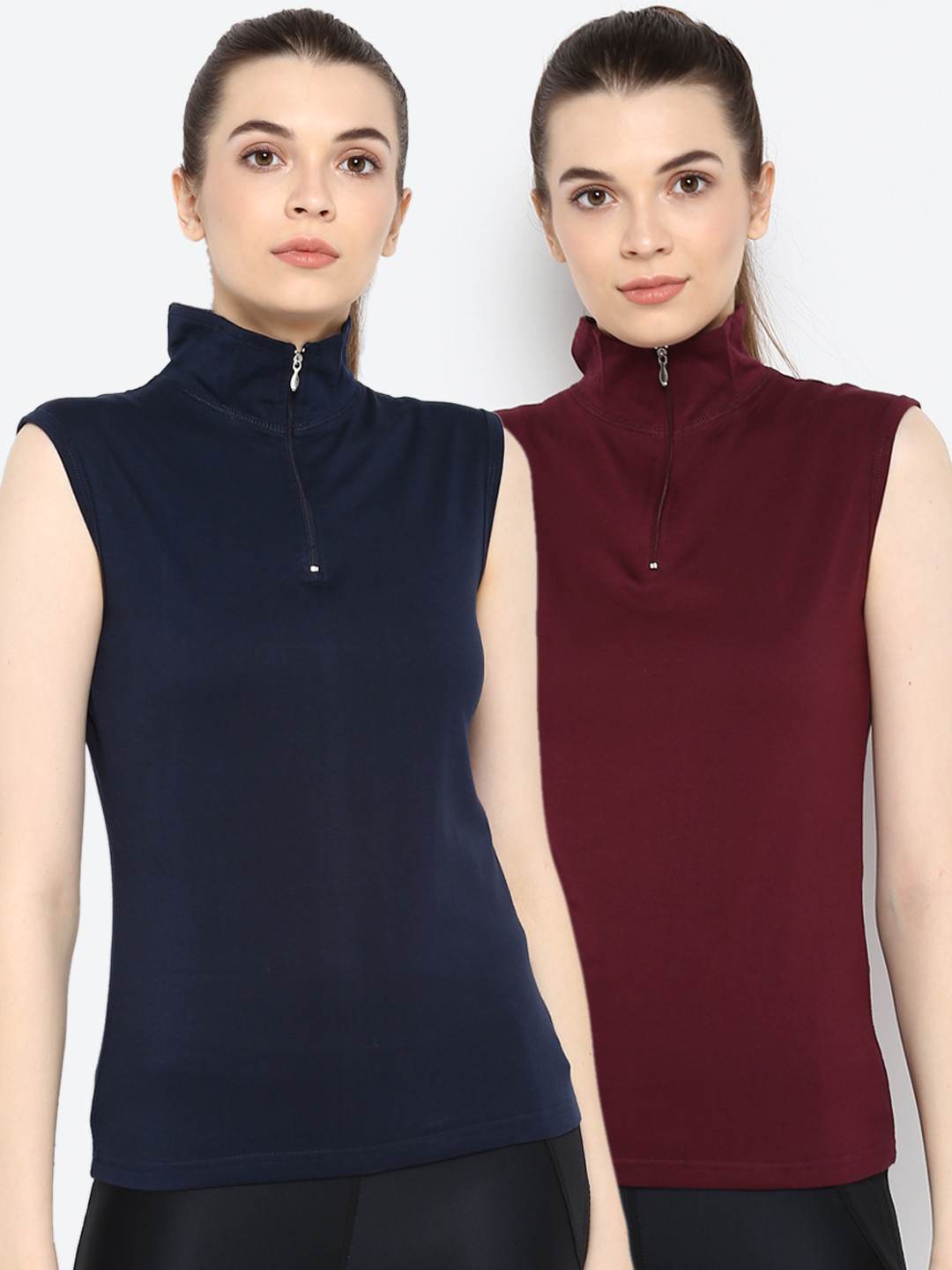 Buy Appulse Women Pack Of 2 Solid Henley Neck Slim Fit T Shirts ...