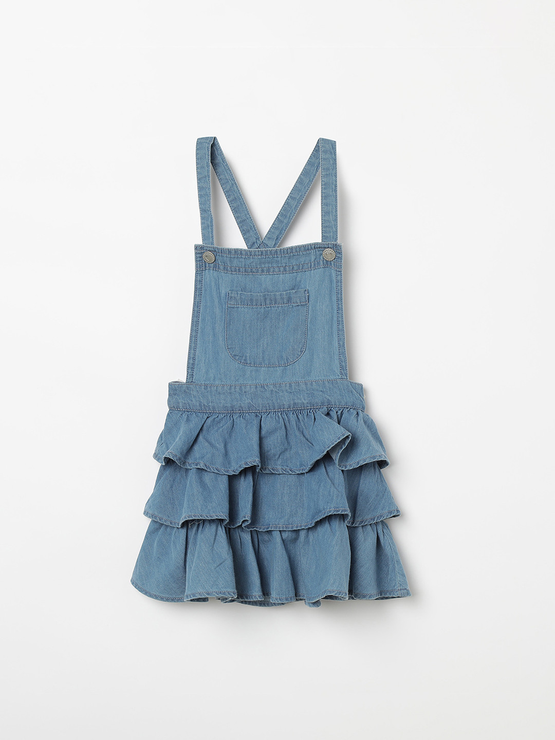 Buy Juniors By Lifestyle Infant Girls Blue Solid Tiered Dungarees ...