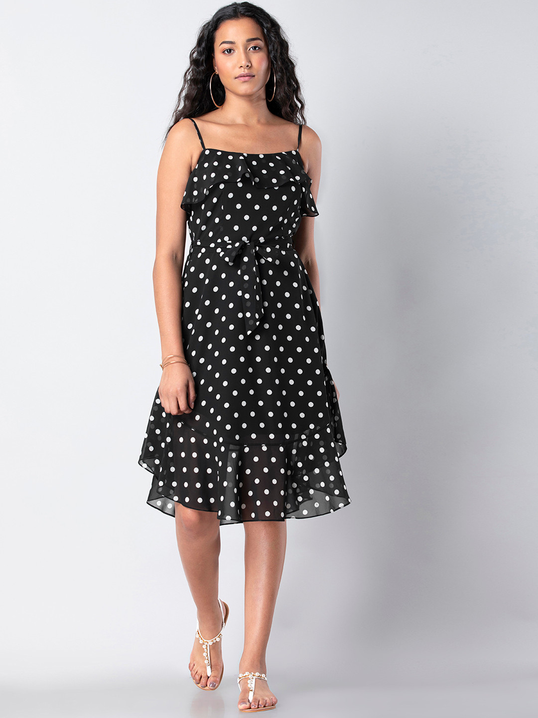 Buy FabAlley Women Black Polka Dot Fit And Flare Dress - Dresses for ...