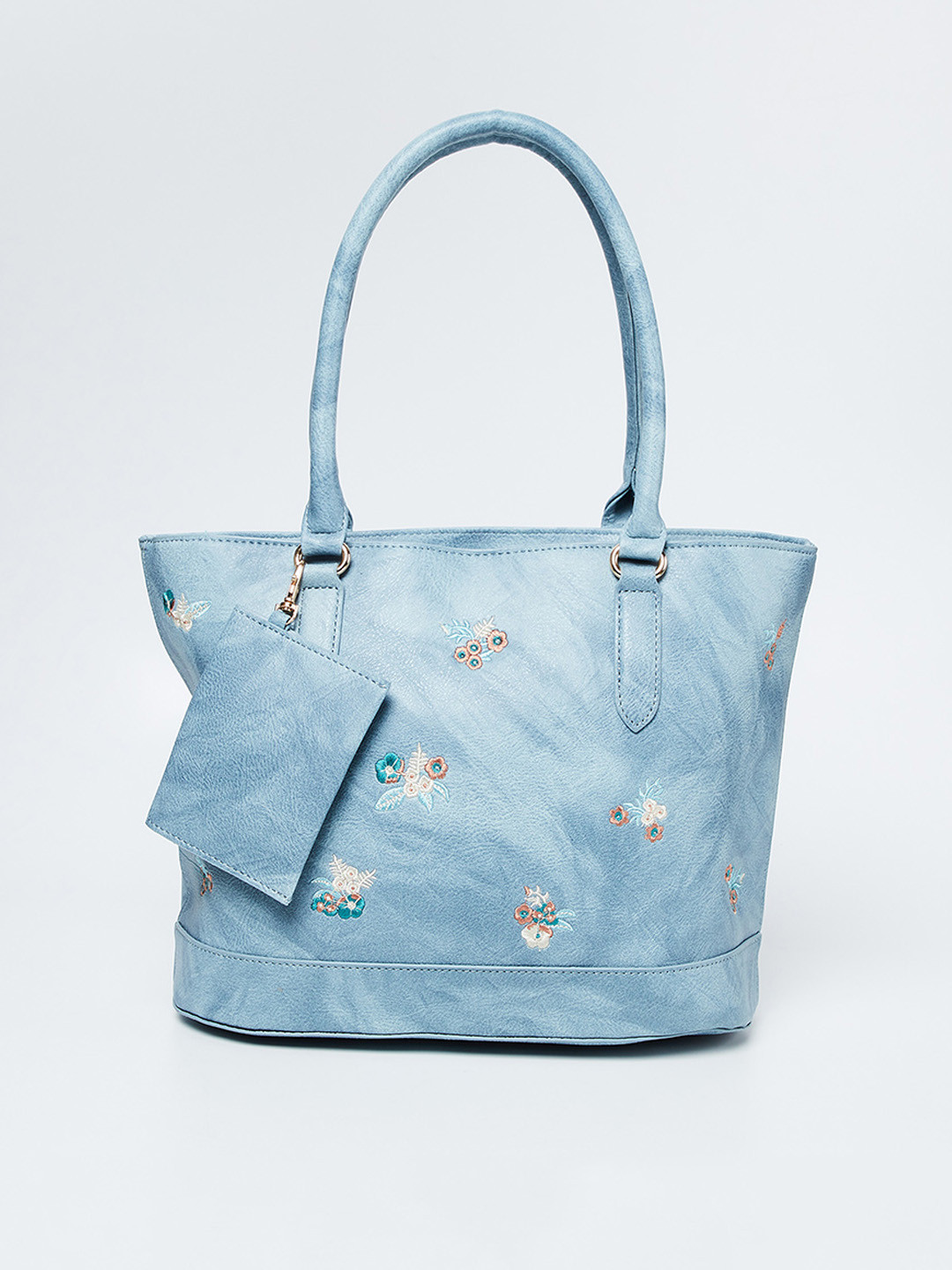 Buy Ginger By Lifestyle Blue Embroidered Shoulder Bag - Handbags for ...