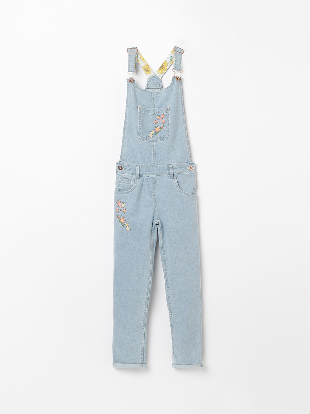 Buy Fame Forever By Lifestyle Girls Blue Solid Denim Dungarees ...