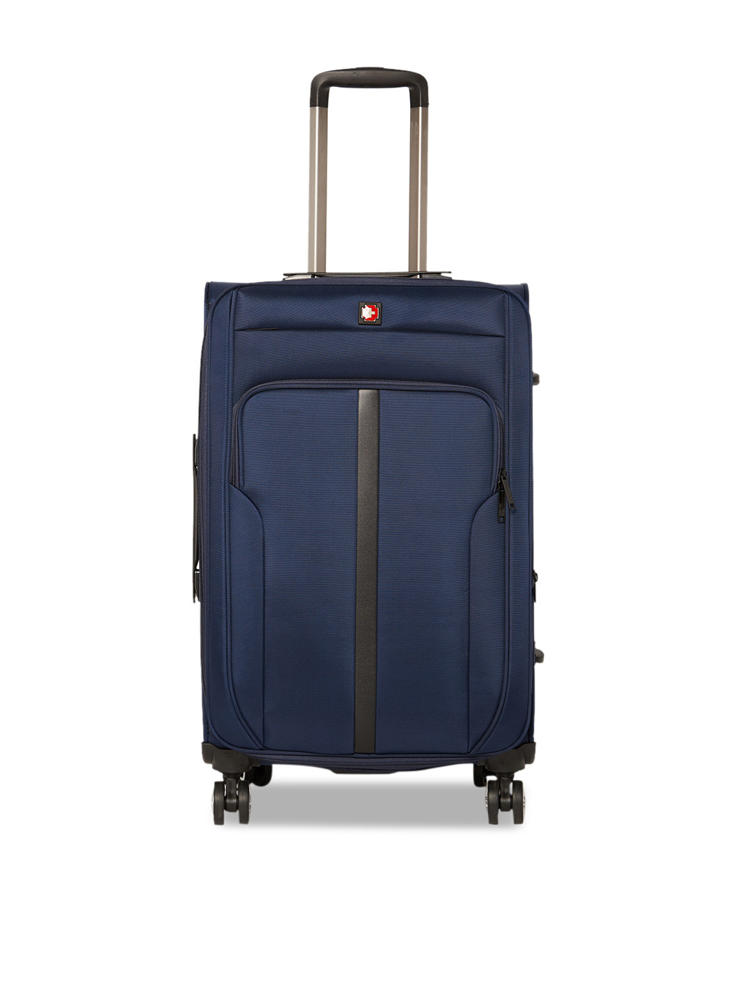 Buy SWISS BRAND Navy Blue Solid Grande Soft Sided Medium Trolley ...