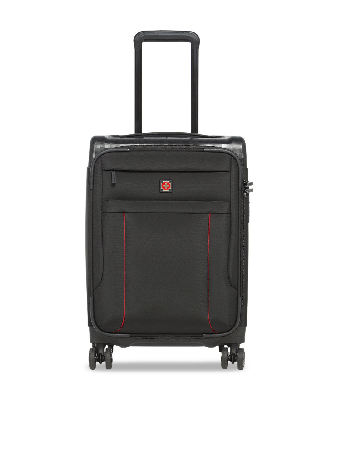 Buy SWISS BRAND Black Solid PERTH Soft Sided Cabin Trolley Suitcase ...