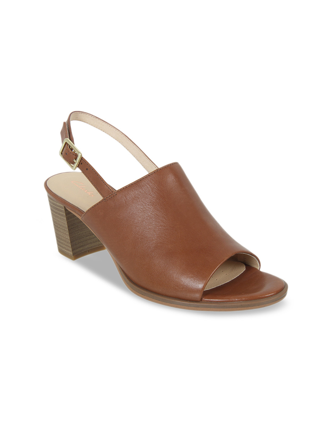 Buy Clarks Women Brown Solid Leather Heeled Mules - Heels for Women ...