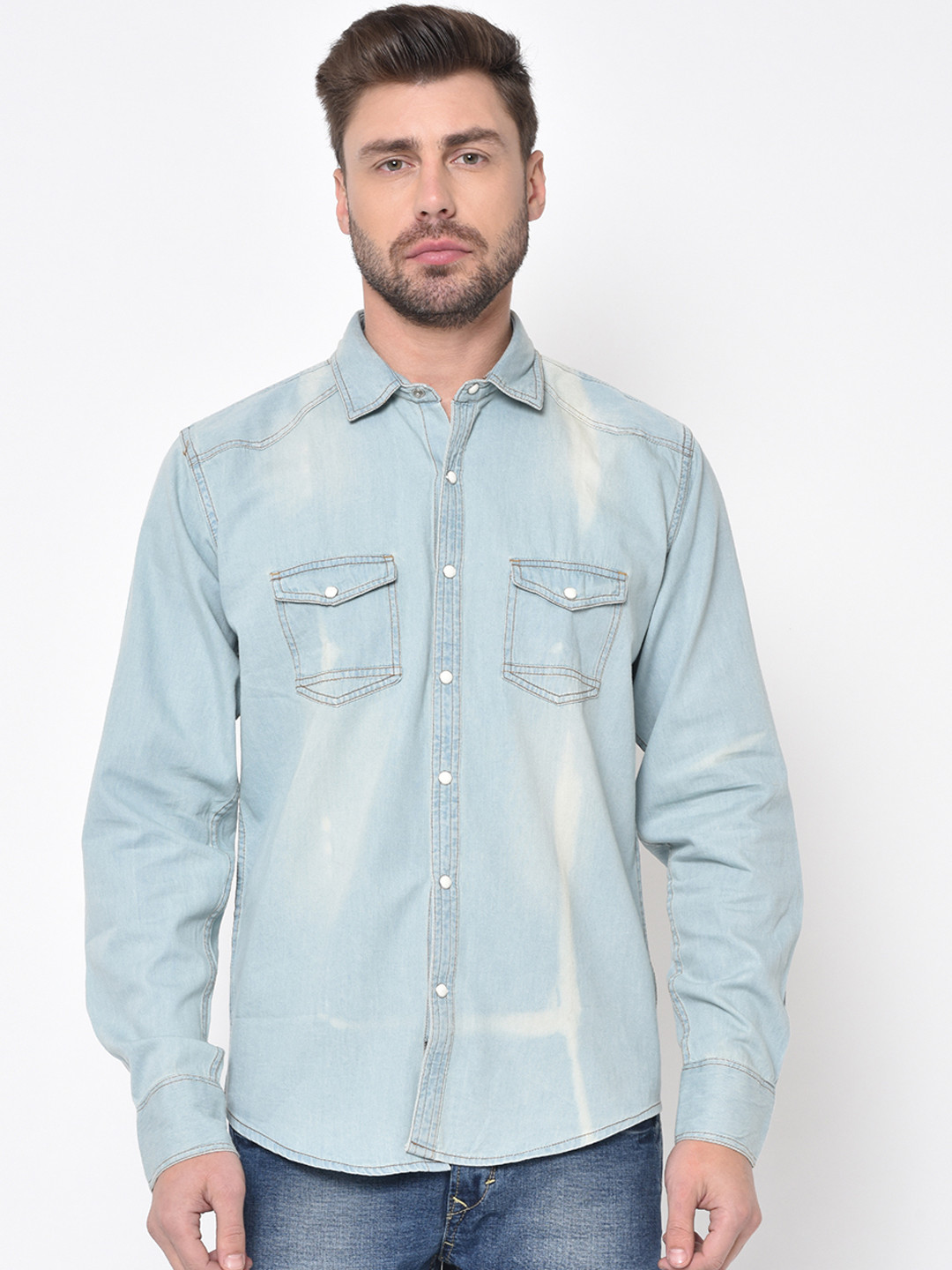 Buy Duke Men Blue Slim Fit Faded Casual Shirt - Shirts for Men 11468848 ...