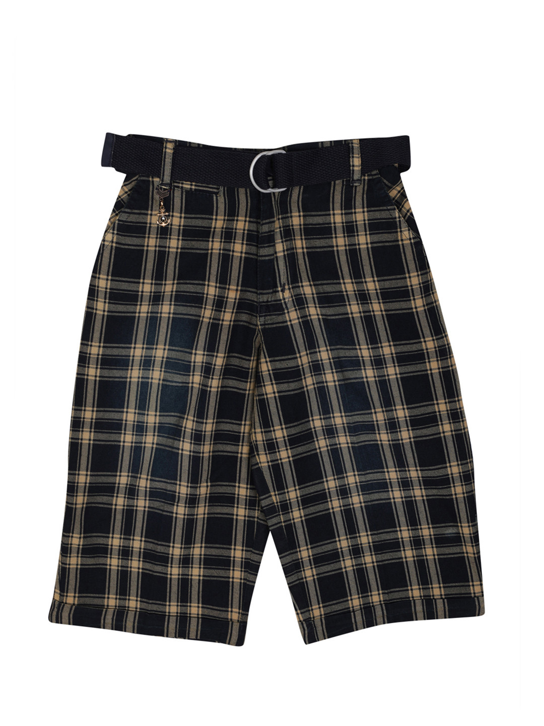 Buy Noddy Boys Navy Blue And Beige Checked Regular Fit Regular Shorts ...