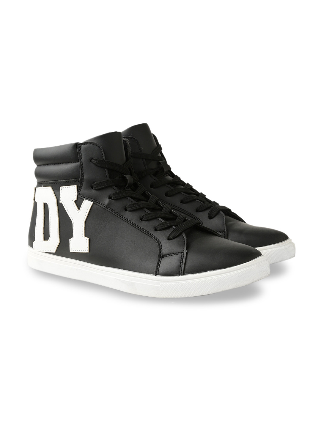 Buy Rowdy Men Black Textured High Top Sneakers - Casual Shoes for Men ...