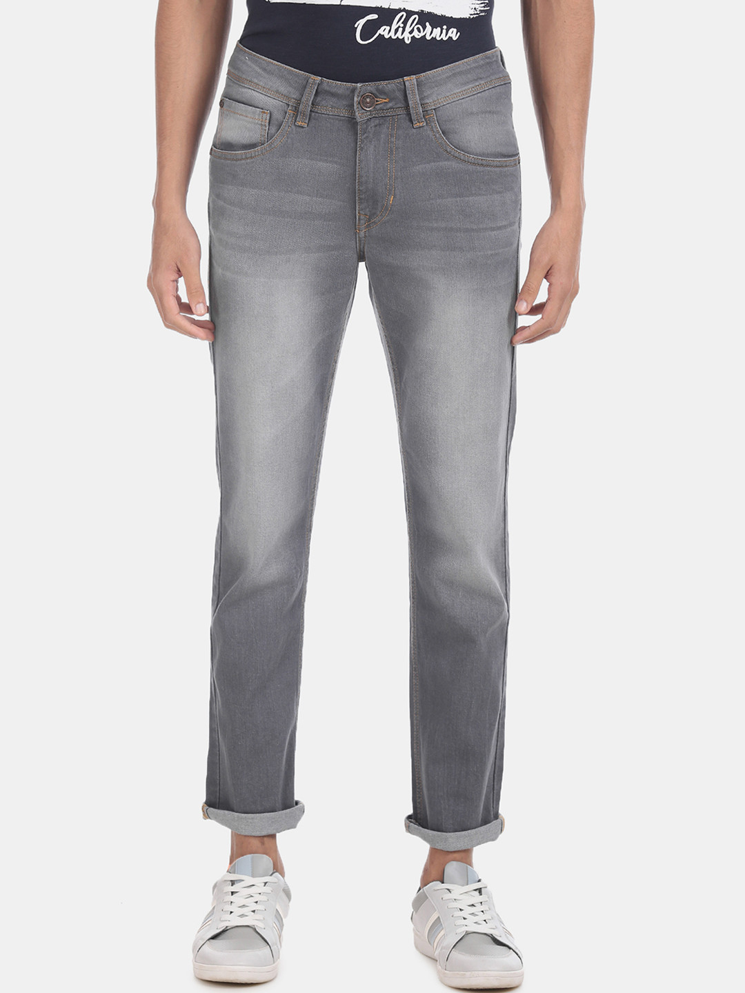 Buy Colt Men Grey Skinny Fit Mid Rise Clean Look Stretchable Jeans ...