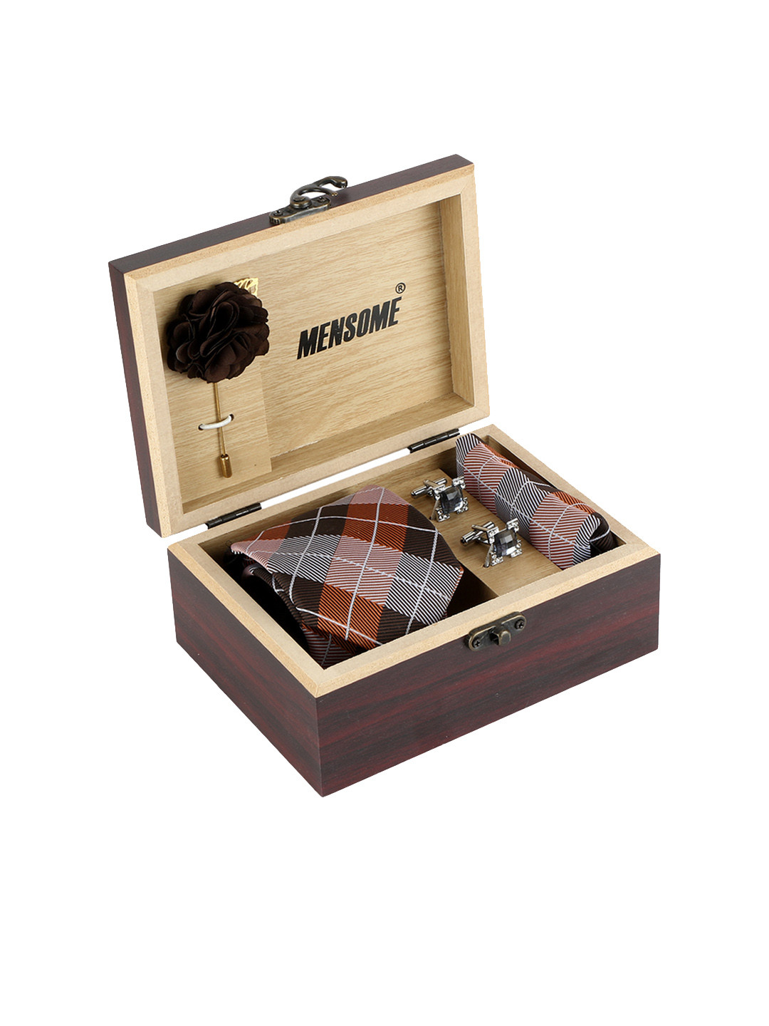 Buy MENSOME Men Brown & White Checked Accessory Gift Set - Accessory ...