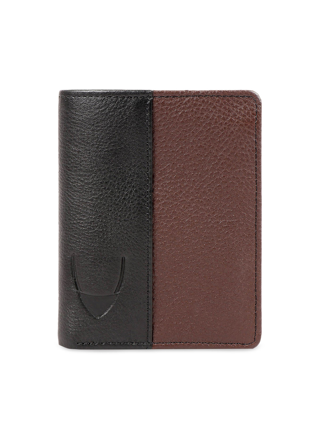 Buy Hidesign Men Black & Brown Colourblocked Leather Two Fold Wallet ...