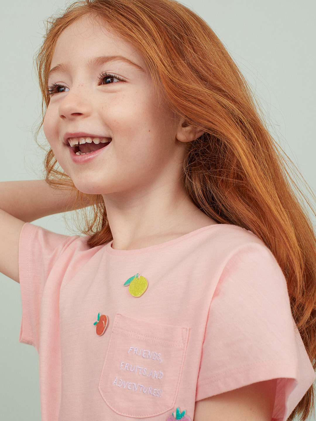 Buy H&M Girls Pink Motif Front Pure Cotton Top - Tops for Girls ...