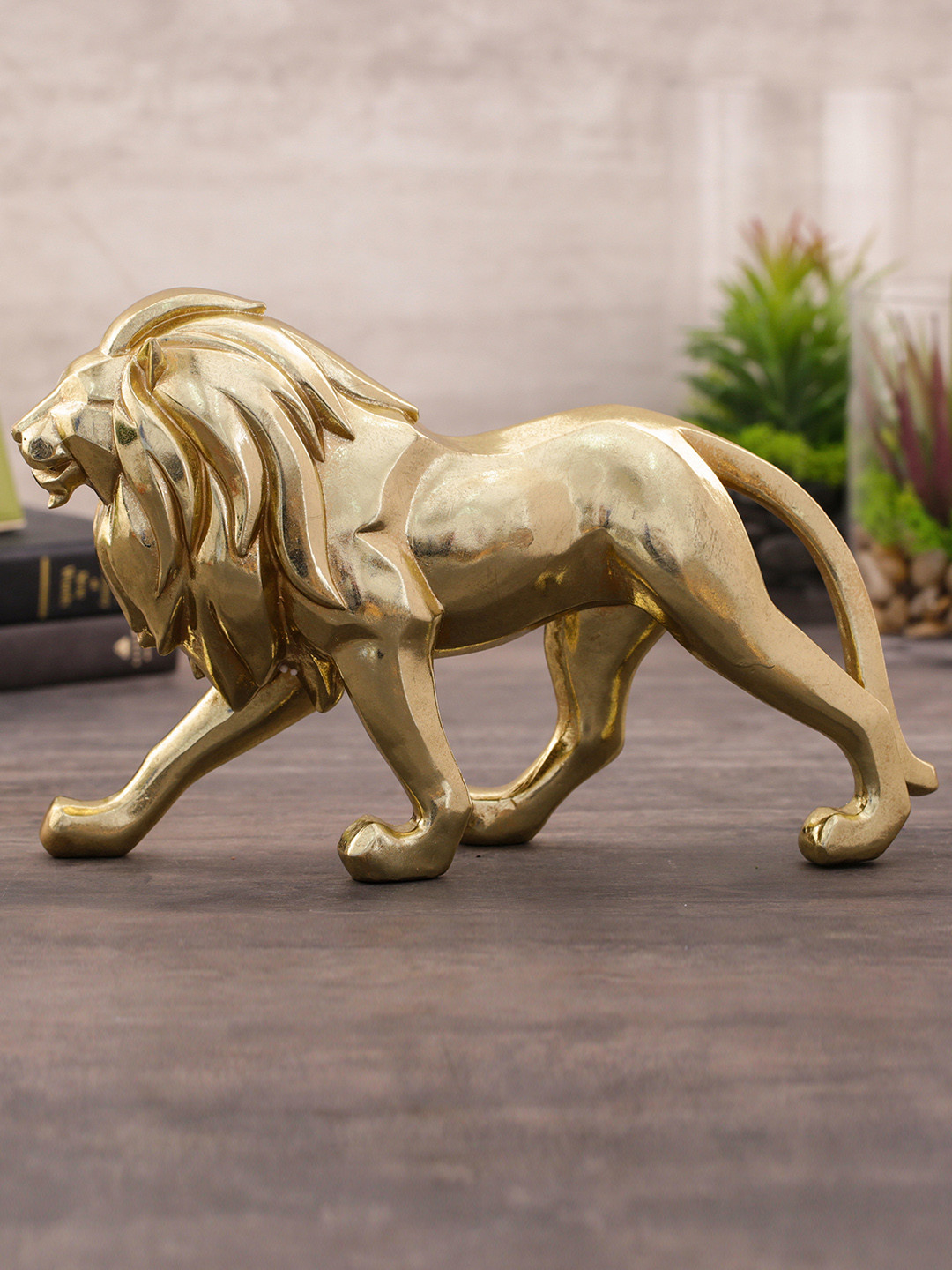 Buy Pure Home And Living Gold Toned Lion Showpiece - Showpieces for ...