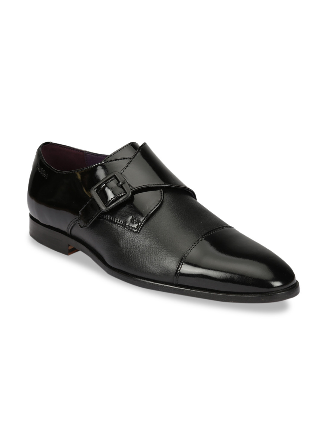 Buy Ruosh Men Black Solid Leather Formal Monks - Formal Shoes for Men ...
