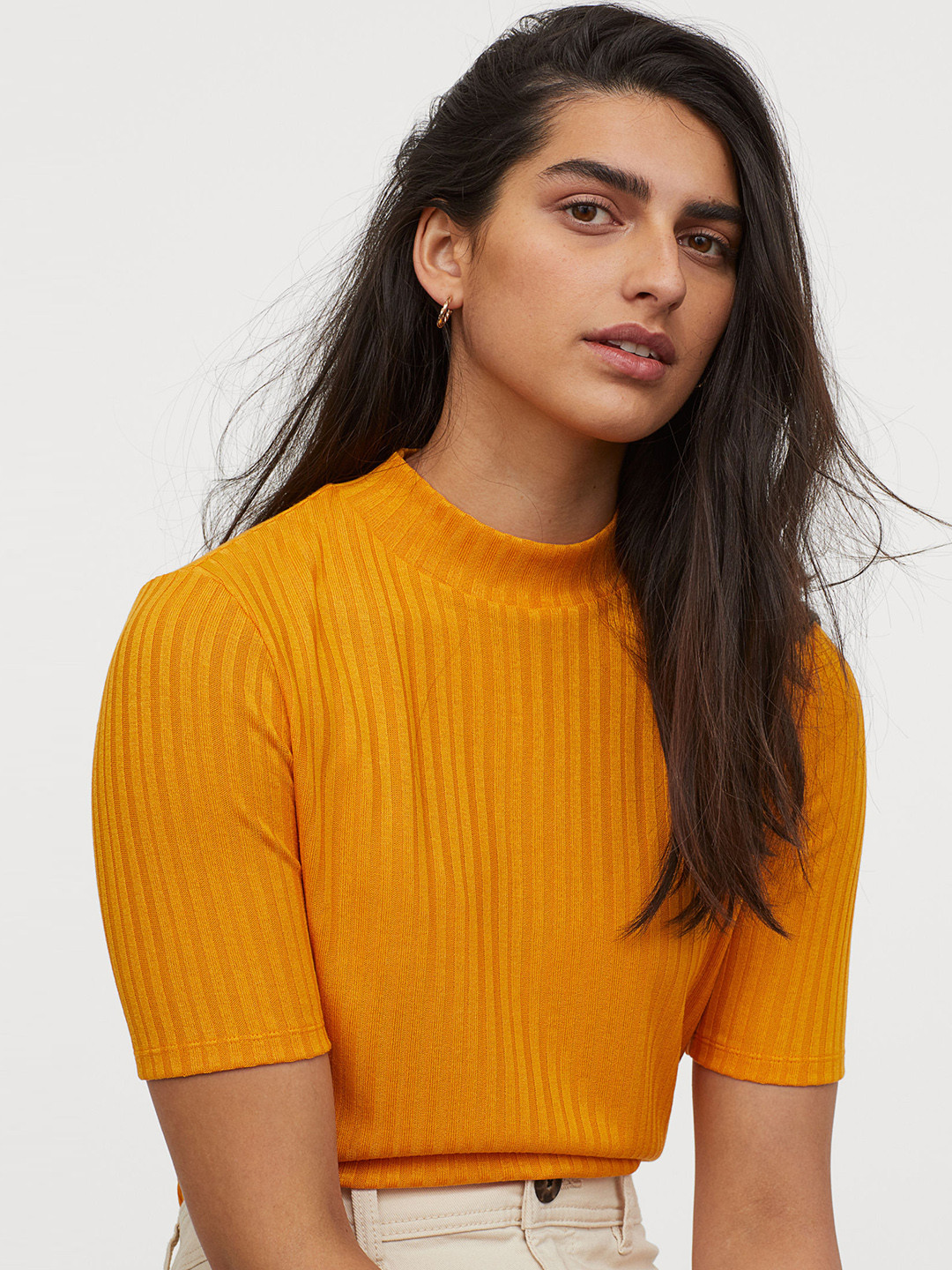 Buy H&M Women Yellow Ribbed Top - Tops for Women 11719050 | Myntra