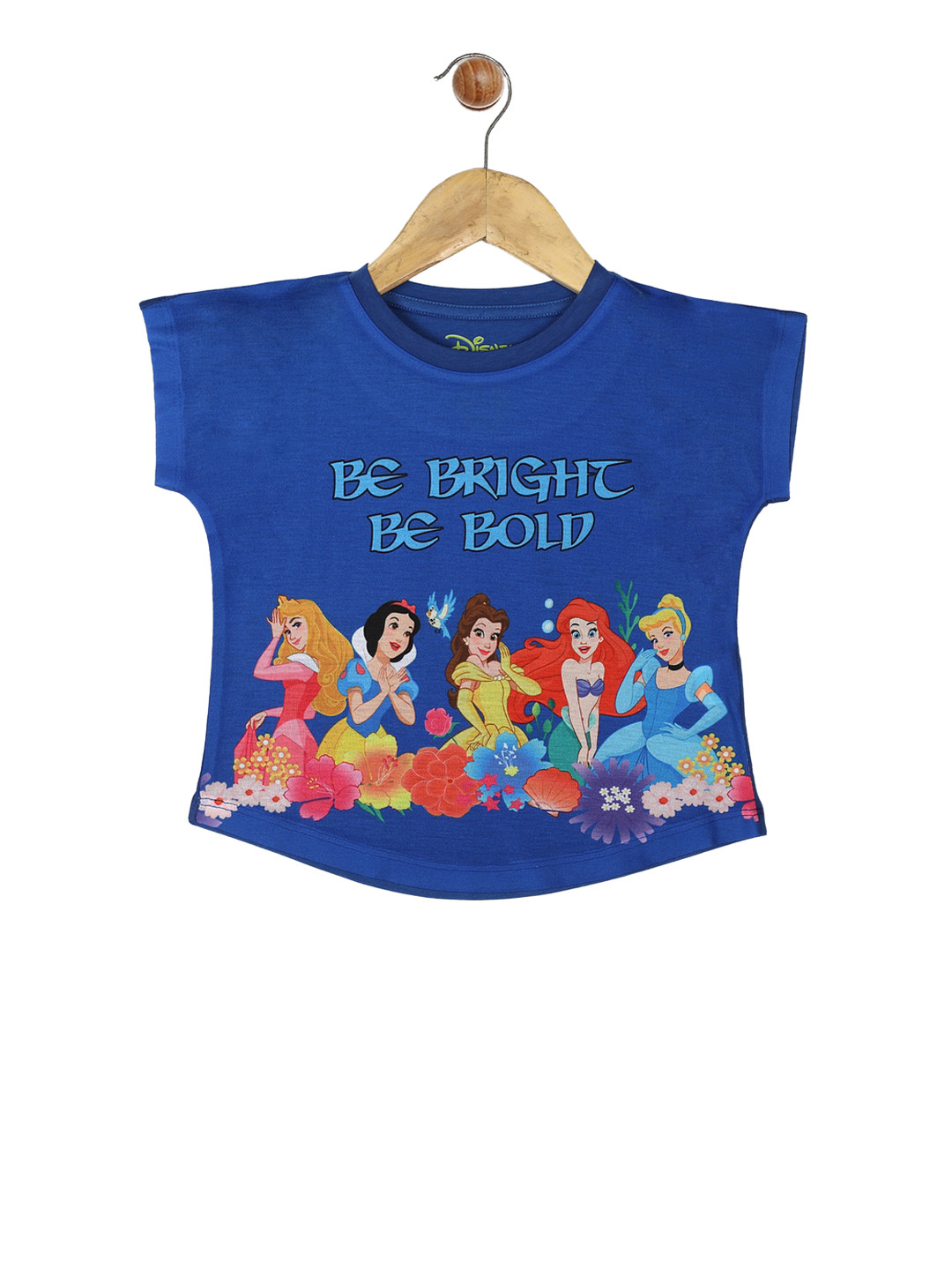 Buy YK Disney Girls Blue Disney Princess Print A Line T Shirt - Tshirts ...