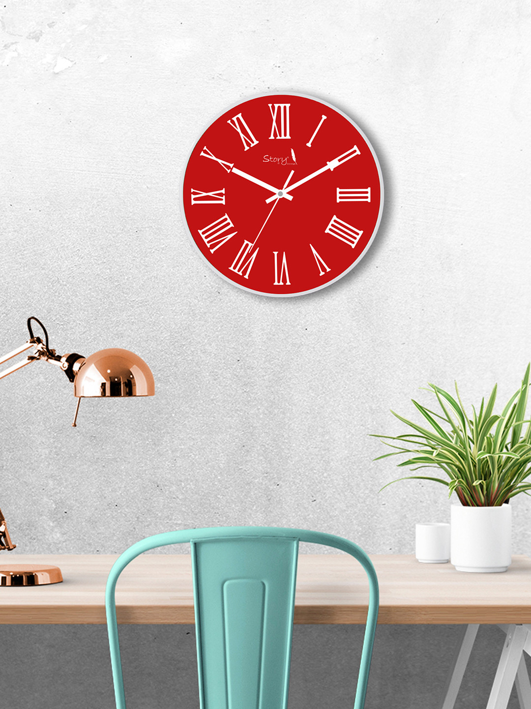 Buy Story@home Red Round Solid Analogue Wall Clock 30.4 Cm - Clocks for ...